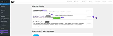 Advanced Features Settings FluentCRM