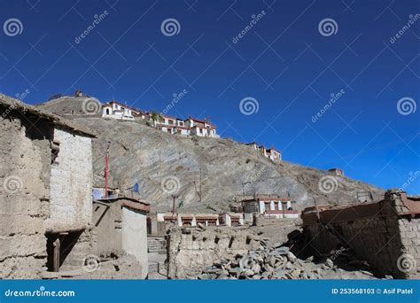 Ladakhi Houses And Monastery On Hill Stock Image Image Of Cliff Rock