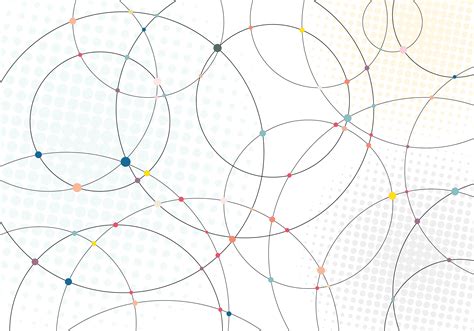 Abstract Lines Circles And Multicolor Dots With Radial Halftone Texture On White Background