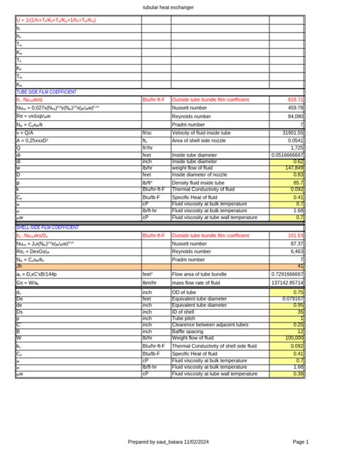 Calculation Tubular He Pdf Viscosity Reynolds Number