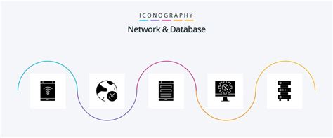 network and database glyph 5 icon pack including online computer