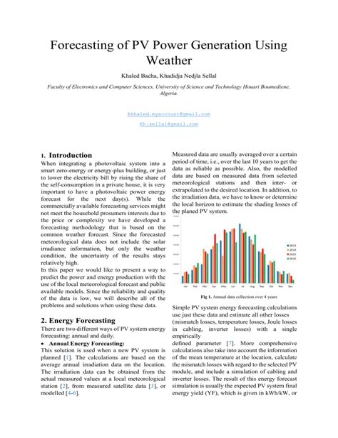 Pv Power Generation Forecasting Using Weather Data