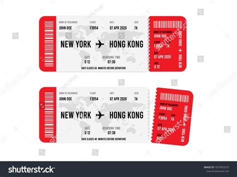 Realistic Airline Ticket Design Passenger Name Vector De Stock Libre