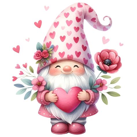 Premium Psd Cute Gnome Love Accents Valentines Clipart Illustration