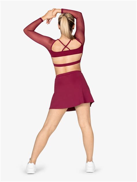 Womens X Back Long Sleeve Dance Crop Top Crop Tops Baltogs Bt5247