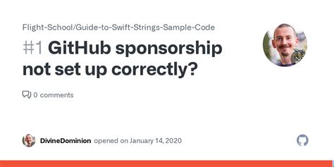 GitHub Sponsorship Not Set Up Correctly Issue 1 Flight School