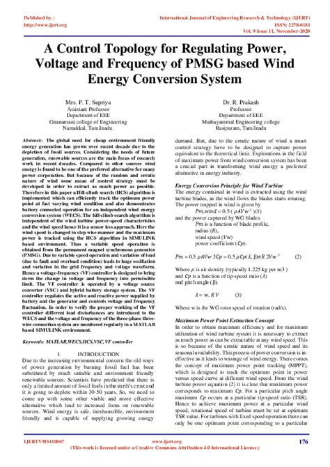 Pdf Ijert A Control Topology For Regulating Power Voltage And