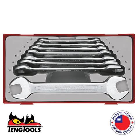 Teng Metric Open End Spanner Set 6 22mm 8 Piece In Tc Tray General Tools