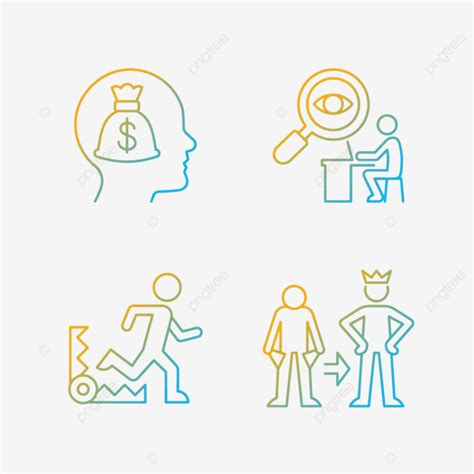 Extrinsic Motivation Gradient Linear Vector Icons Set Drawing Web Gradient Vector Drawing Web