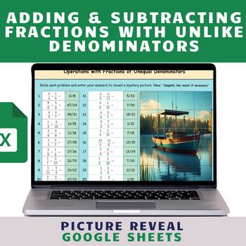 Adding Subtracting Fractions With Unlike Denominators A Google Sheets Picture