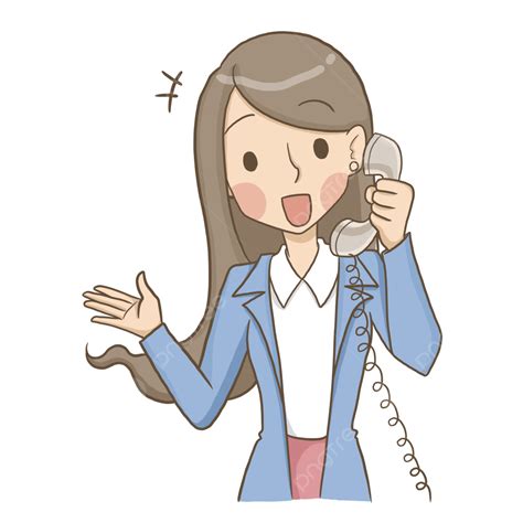 Office Girl Phone Cartoon Doodle Kawaii Anime Cute Illustration Clipart