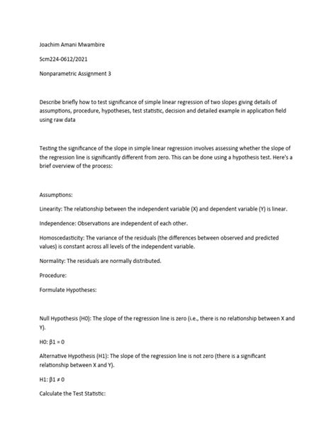 nonparametric assignment 3 pdf p value regression analysis