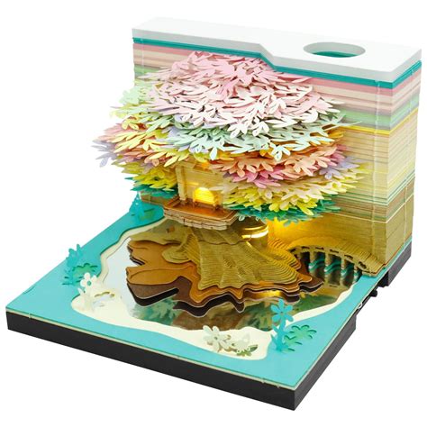 Vilavide 3d Notepad Tree House 2025 Desk Calendar Memo Pad With Lights Non Stick 2025 Weekly