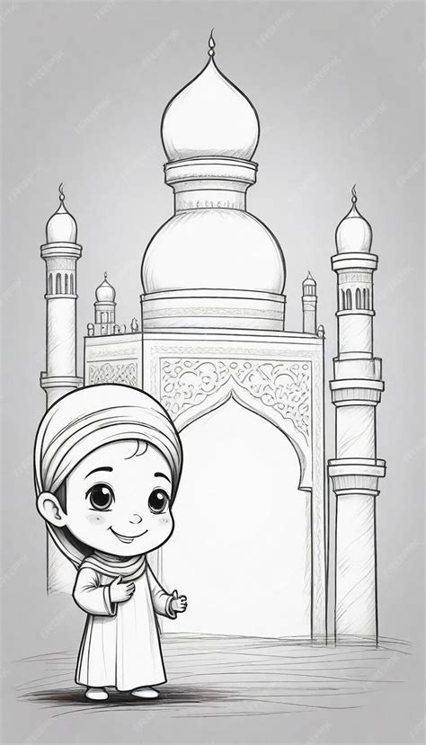 A Drawing Of A Girl Celebrating Eid Premium Ai Generated Image