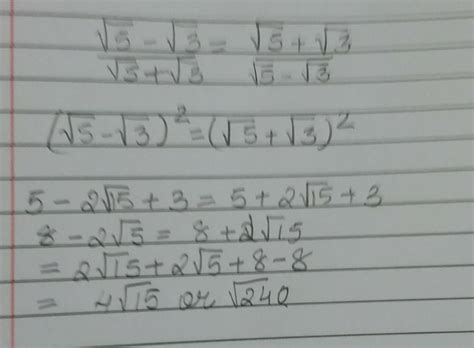 Root 5 Minus Root 3 Upon Root 5 Root 3 Is Equal To Root 5 Root 3