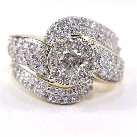 Jewelry Round Cut Diamond Swirl Bypass Ring 14k Yg 223ct Poshmark