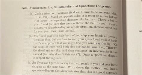 Solved A33 Synchronization Simultaneity And Spacetime Chegg