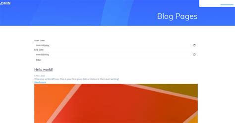 Post Date Range Filter Wordpress Plugin