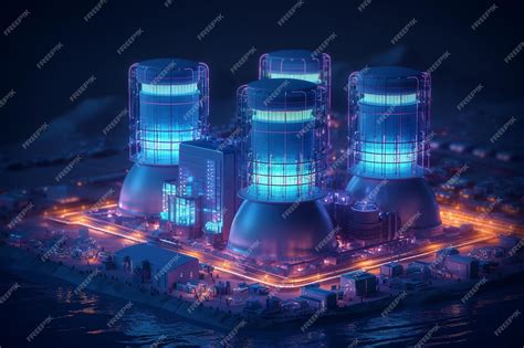 Futuristic Nuclear Power Plant Neural Network Illustration Premium Ai Generated Image