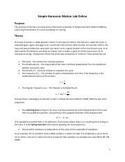 Understanding Simple Harmonic Motion Lab Online Study The Course Hero