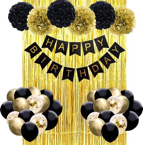 Black Gold Birthday Decorations For Men Womenblack Gold