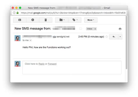forward incoming sms messages to email with node js sendgrid and