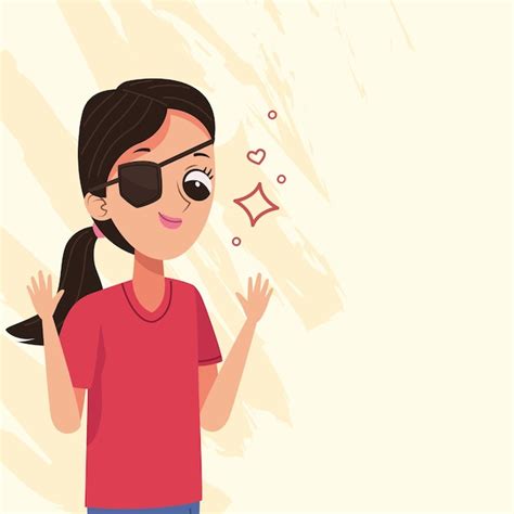 One Eyed Woman Premium Vector