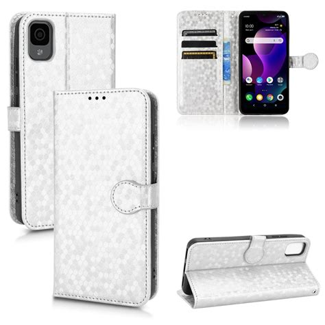 For Tcl 30z T602dl Honeycomb Dot Texture Leather Phone Case Silver