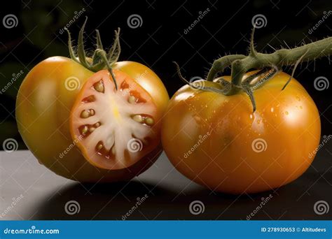 Close Up Of Genetically Modified Tomato With Visible Differences From