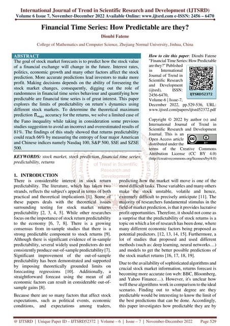 Financial Time Series How Predictable Are They Pdf