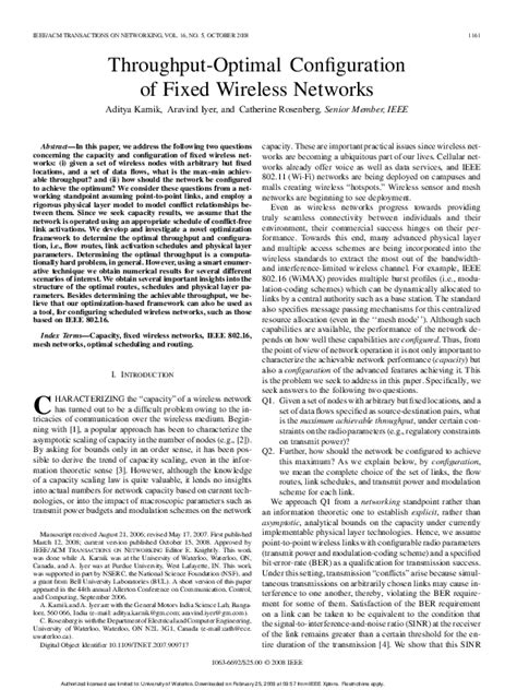 Pdf Throughput Optimal Configuration Of Fixed Wireless Networks