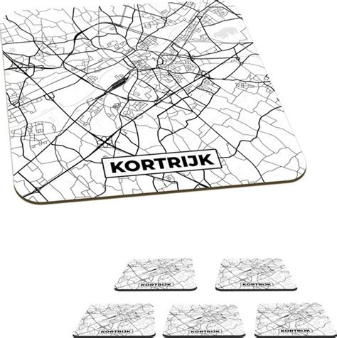 Onderzetters Voor Glazen België Kortrijk Stadskaart Kaart