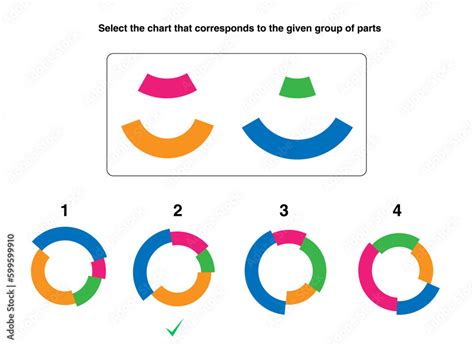 Iq Abstract Reasoning Psychometric Cognitive Question With One Main Set Of Chart Parts And Four
