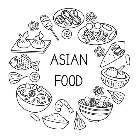 Premium Vector Asian Food Doodle Set Asian Cuisine In Sketch Style