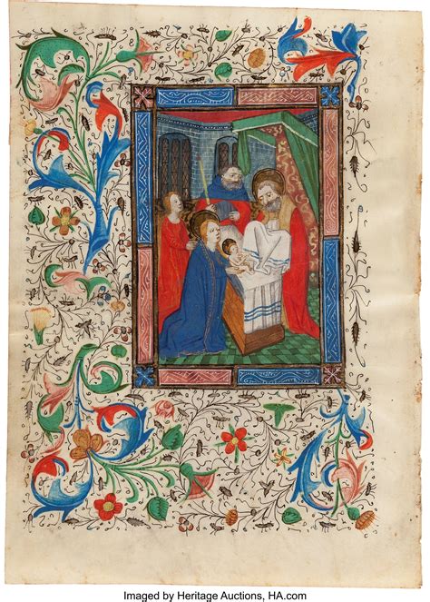 Illuminated Manuscript Leaf Presentation In The Temple Of The Lot