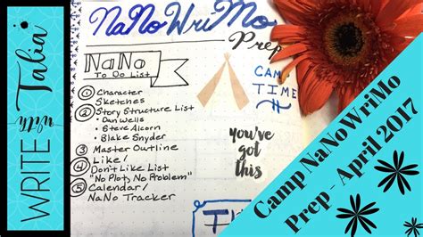 Camp Nanowrimo Prep April 2017 Bullet Journal Write With Talia