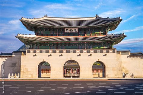 Gwanghwamun Main Gate Of Gyeongbokgung Palace In Seoul Korea The Translation Of The Chinese