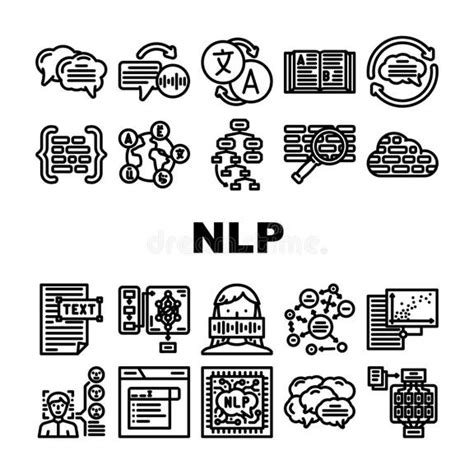 Natural Language Processing Nlp Icons Set Vector Stock Vector Illustration Of Processing