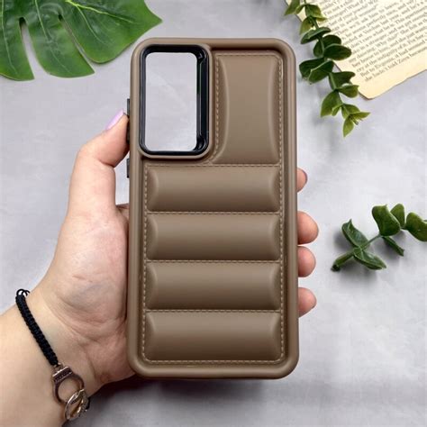 قاب گوشی Galaxy A55 سامسونگ پافری Solid Case سیلیکونی برجسته اسپرت قهوه