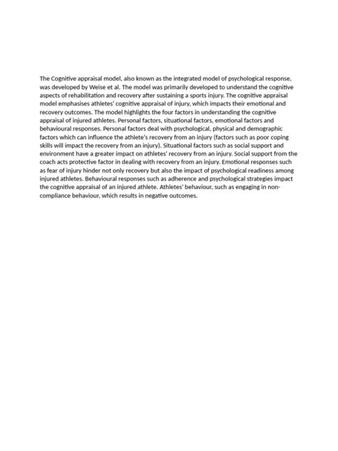 The Cognitive Appraisal Model Which Is Also Known As The Integrated