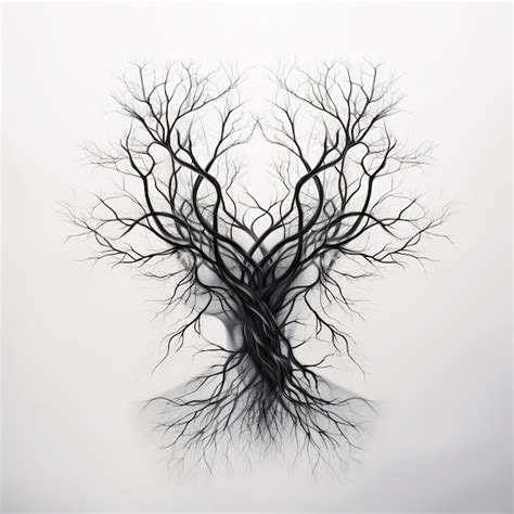 Premium Ai Image Illustration Of Minimal Roots Line Art Balck And White X Ray Style
