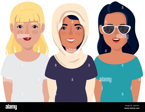 Group Of Beautiful Women Avatar Character Icon Stock Vector Image And Art
