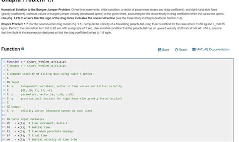 Solved Numerical Solution To The Bungee Jumper Problem Chegg