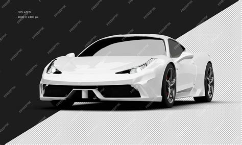 왼쪽 전면 각도 보기에서 격리된 현실적인 금속성 흰색 특수 중간 엔진 슈퍼 스포츠카 프리미엄 Psd 파일
