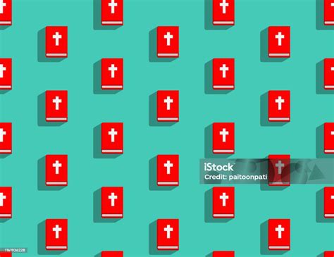 성경 책 3d 아이소메트릭 원활한 패턴 기독교 충실한 개념 포스터 및 배너 수직 디자인 삽화 복사 공간 녹색 배경에 고립 벡터 Eps 10 0명에 대한 스톡 벡터 아트 및