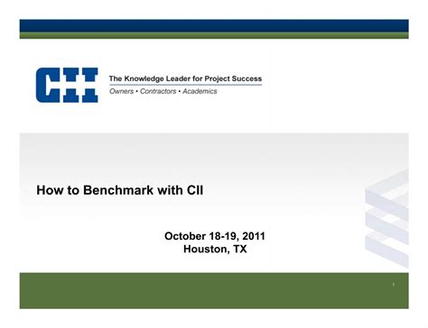 How To Benchmark With CII Construction Industry Institute