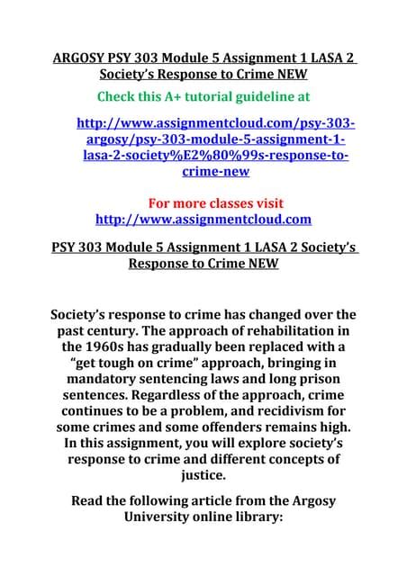 Argosy Psy 303 Module 5 Assignment 1 Lasa 2 Society Doc