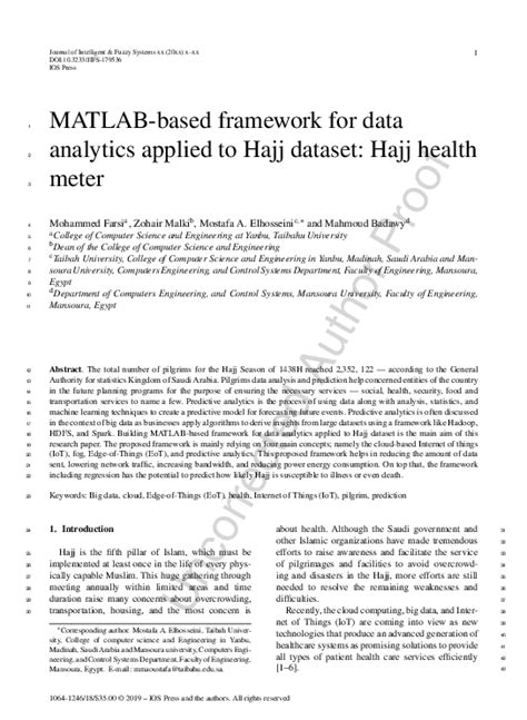 Pdf Matlab Based Framework For Data Analytics Applied To Hajj Dataset