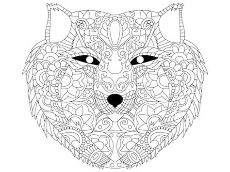 Vecteur De Coloriage De Loup Pour Adultes Vecteur Premium