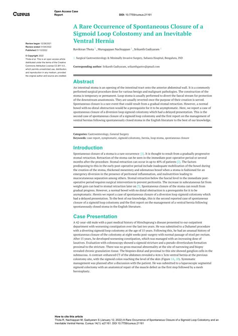 Pdf A Rare Occurrence Of Spontaneous Closure Of A Sigmoid Loop